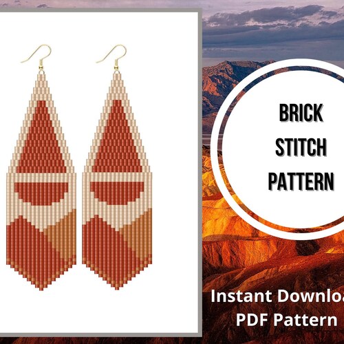 Brick Stitch Patterns Moon Phase Earrings Seed Bead Fringe | Etsy
