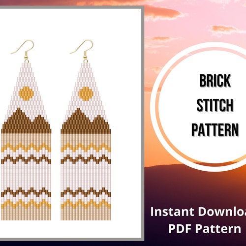 Brick Stitch Moon Phase Earrings Pattern Seed Bead Fringe | Etsy
