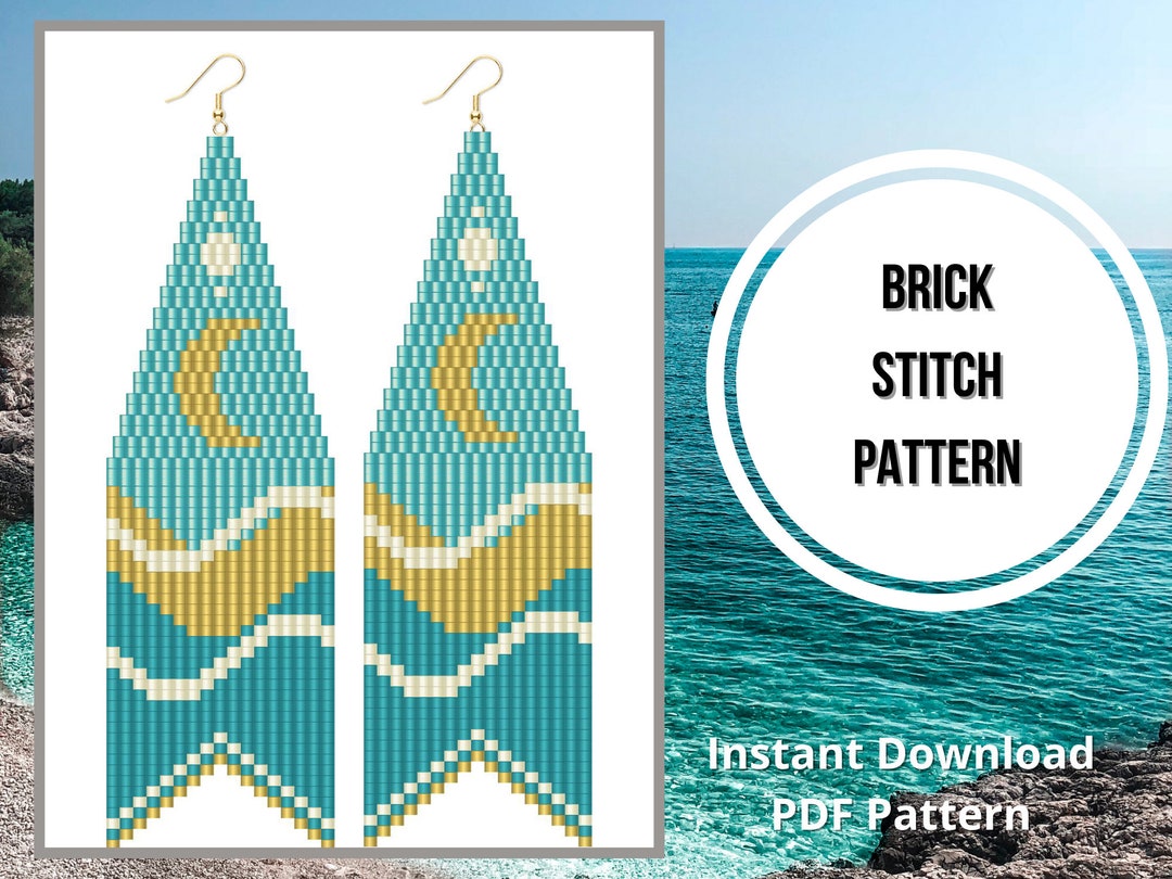 Fishtail Seed Bead Earring Pattern Brick Stitch Crescent Moon - Etsy