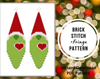 Brick Stitch Christmas Earring Pattern Seed Bead Poinsettia Earrings