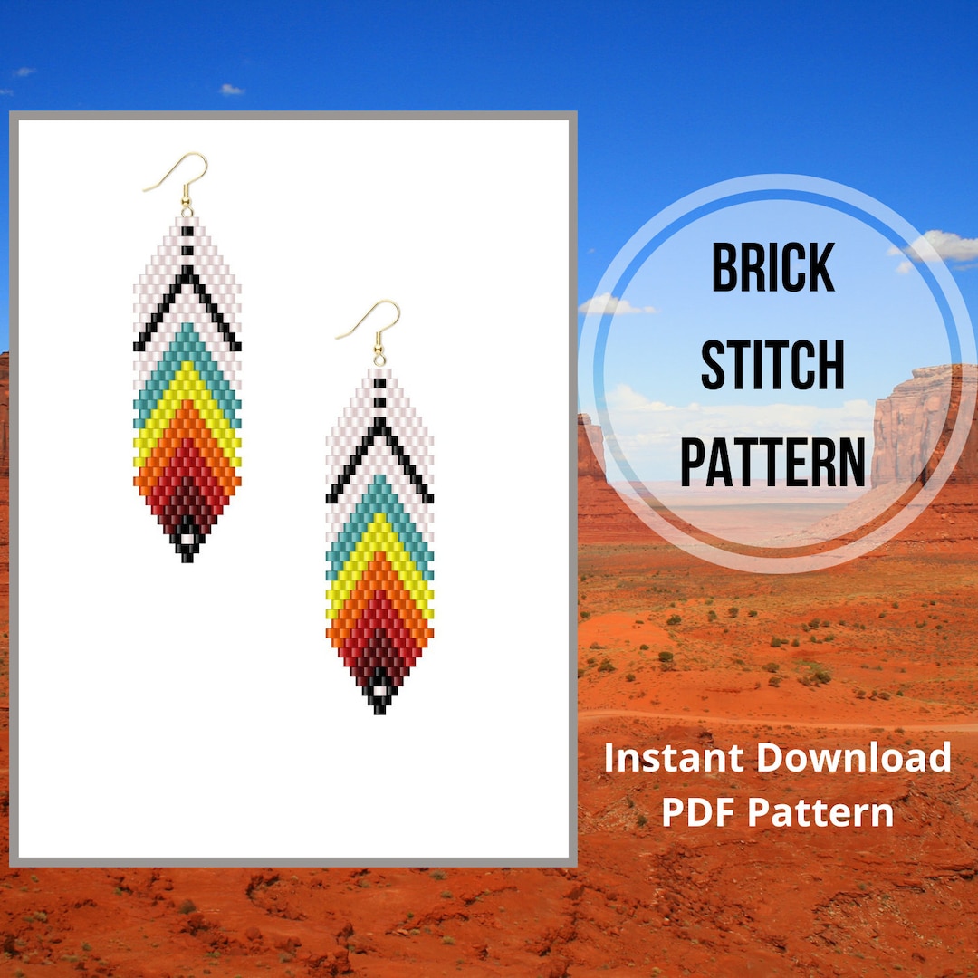 Brick Stitch Feather Earring Pattern Native Style Seed Bead Earring ...