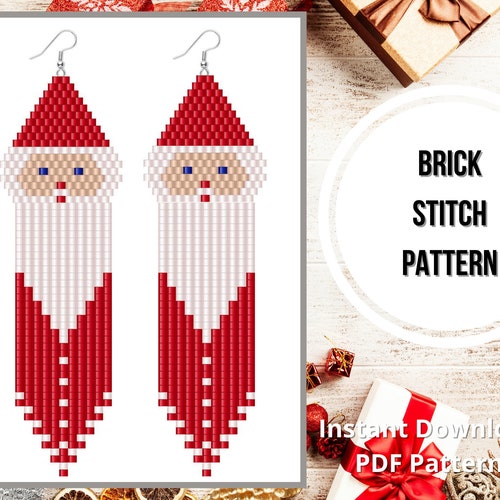 Brick Stitch Santa Earrings Pattern Christmas Seed Bead - Etsy
