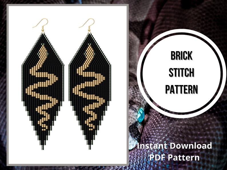 Snake Seed Bead Earrings Pattern Brick Stitch Fringe Earring - Etsy