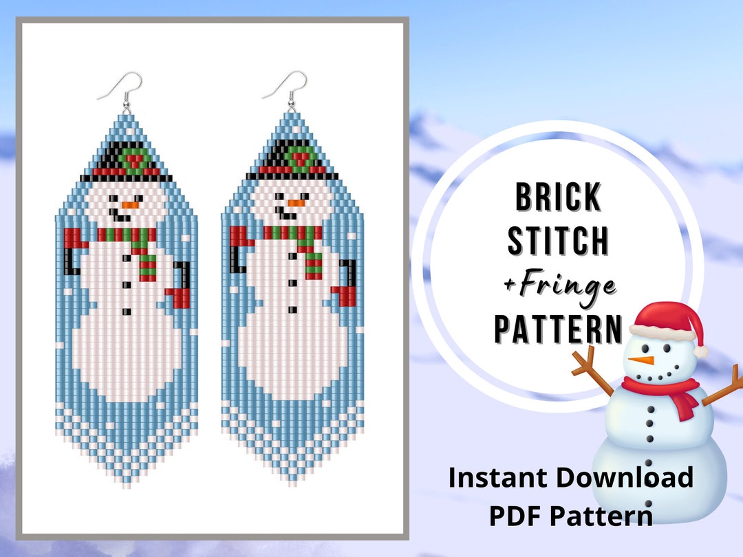 Christmas Earring Patterns Snowman Brick Stitch Earrings Seed Bead ...