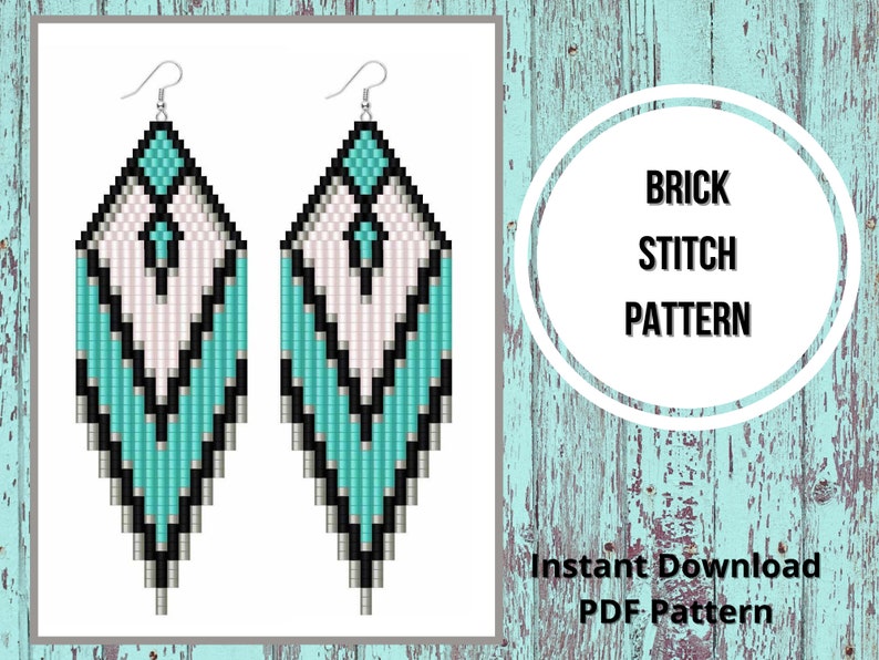 Native Style Earring Pattern Brick Stitch Seed Bead Fringe - Etsy