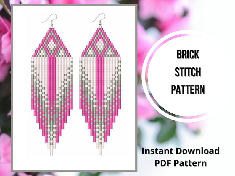 Brick Stitch Fringe Pink Earring Pattern Seed Bead Earring - Etsy
