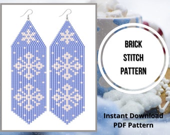 Seed Bead Snowflake Earrings Pattern Brick Stitch Christmas | Etsy