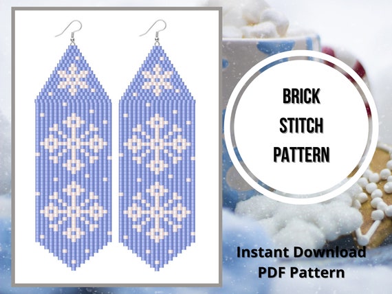 Seed Bead Christmas Earrings Pattern Brick Stitch Snowflake | Etsy