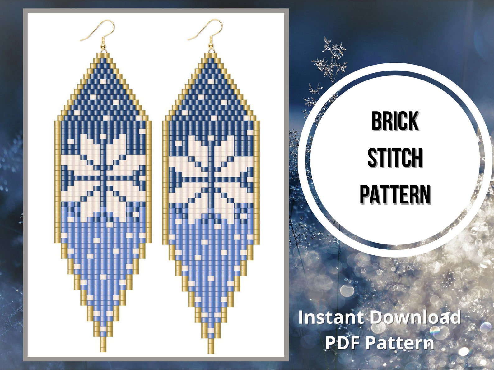Seed Bead Snowflake Earrings Pattern Brick Stitch Christmas | Etsy