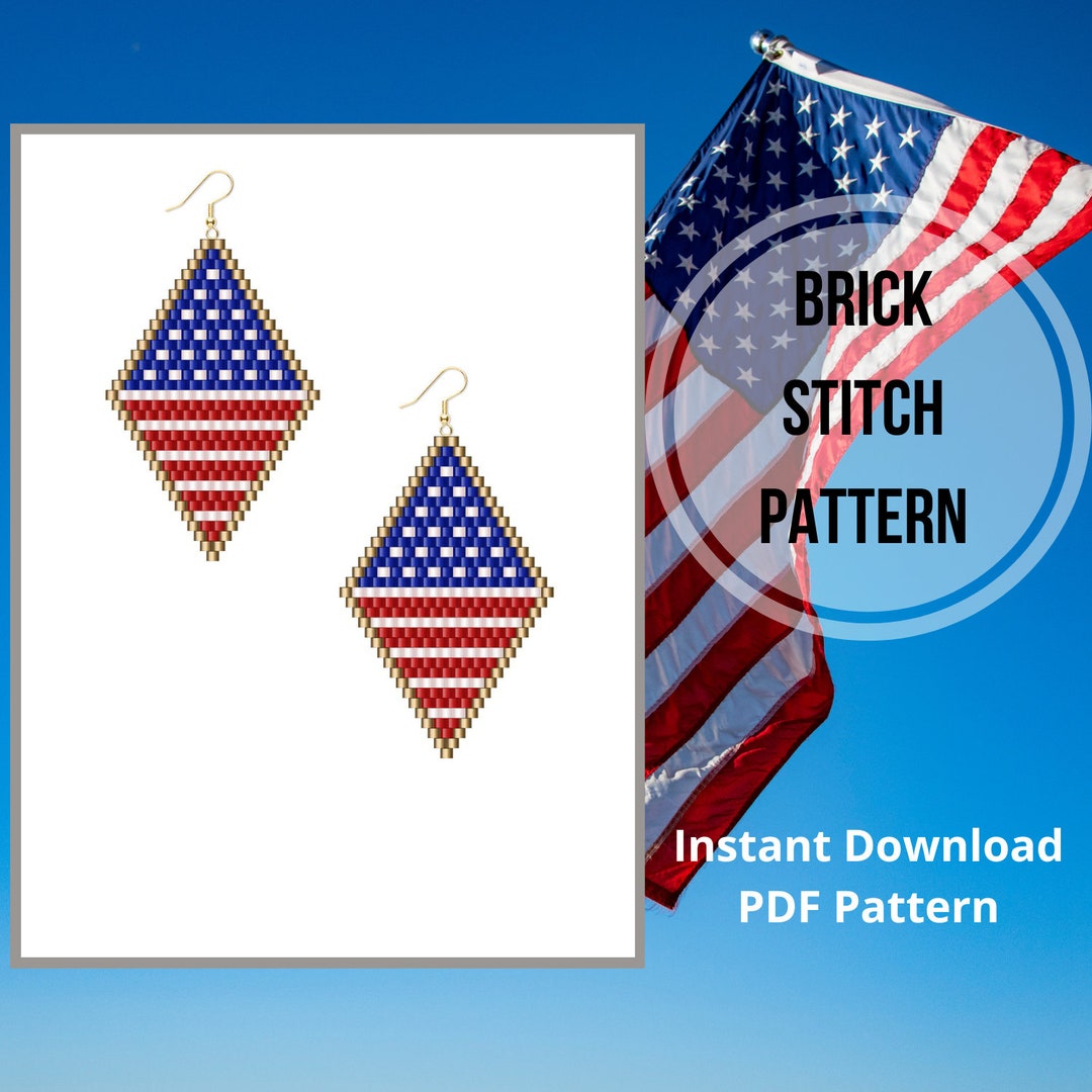Brick Stitch 4th of July Earring Pattern Patriotic Seed Bead USA ...