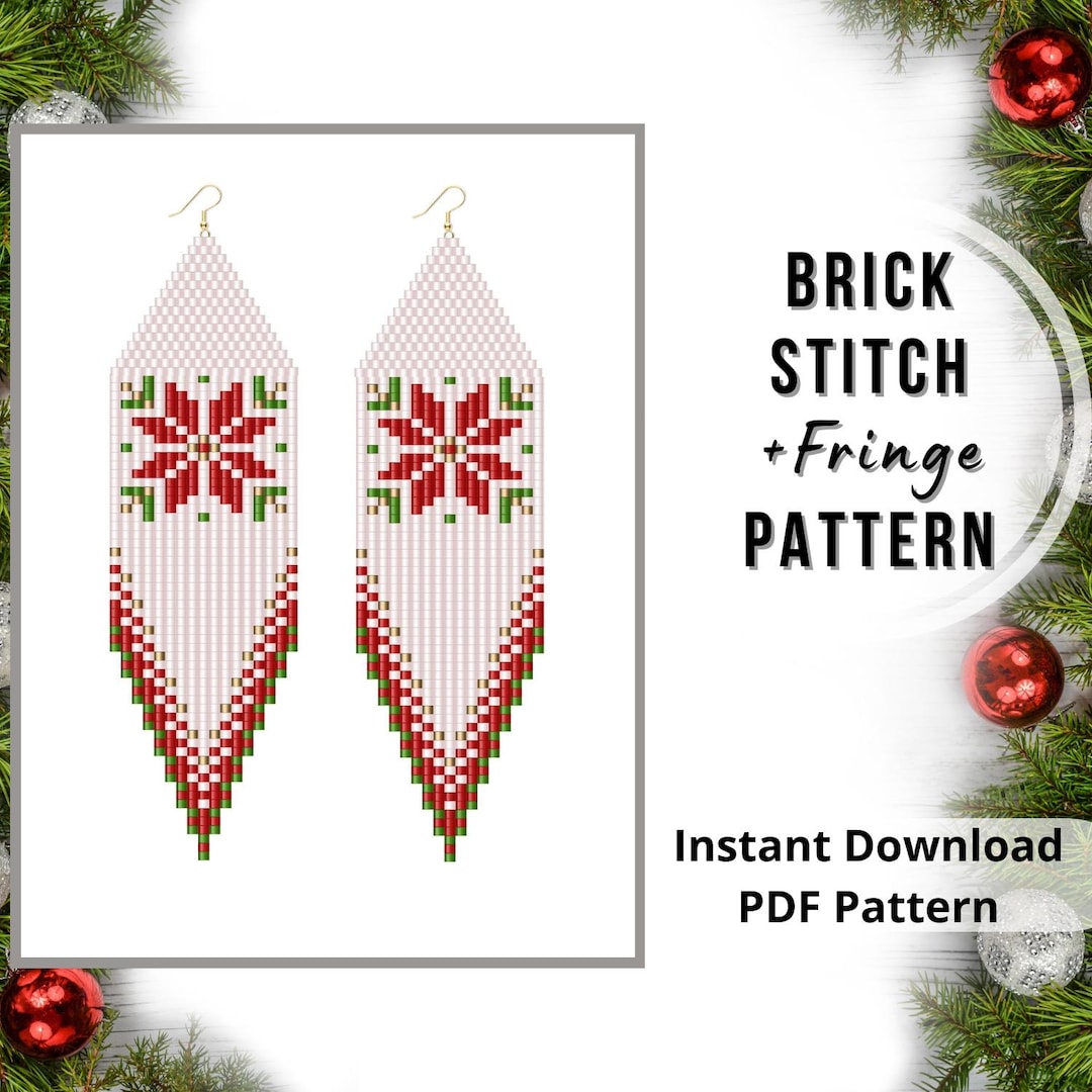 Christmas Beaded Earrings Patterns Brick Stitch Poinsettia Earrings ...