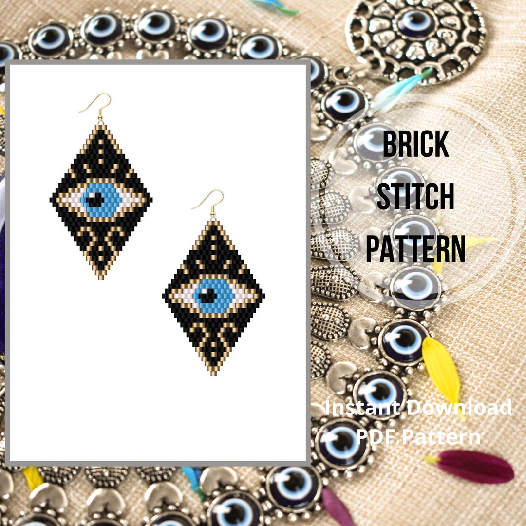 Evil Eye Earrings Brick Stitch Pattern for Beading Seed Bead Jewelry ...
