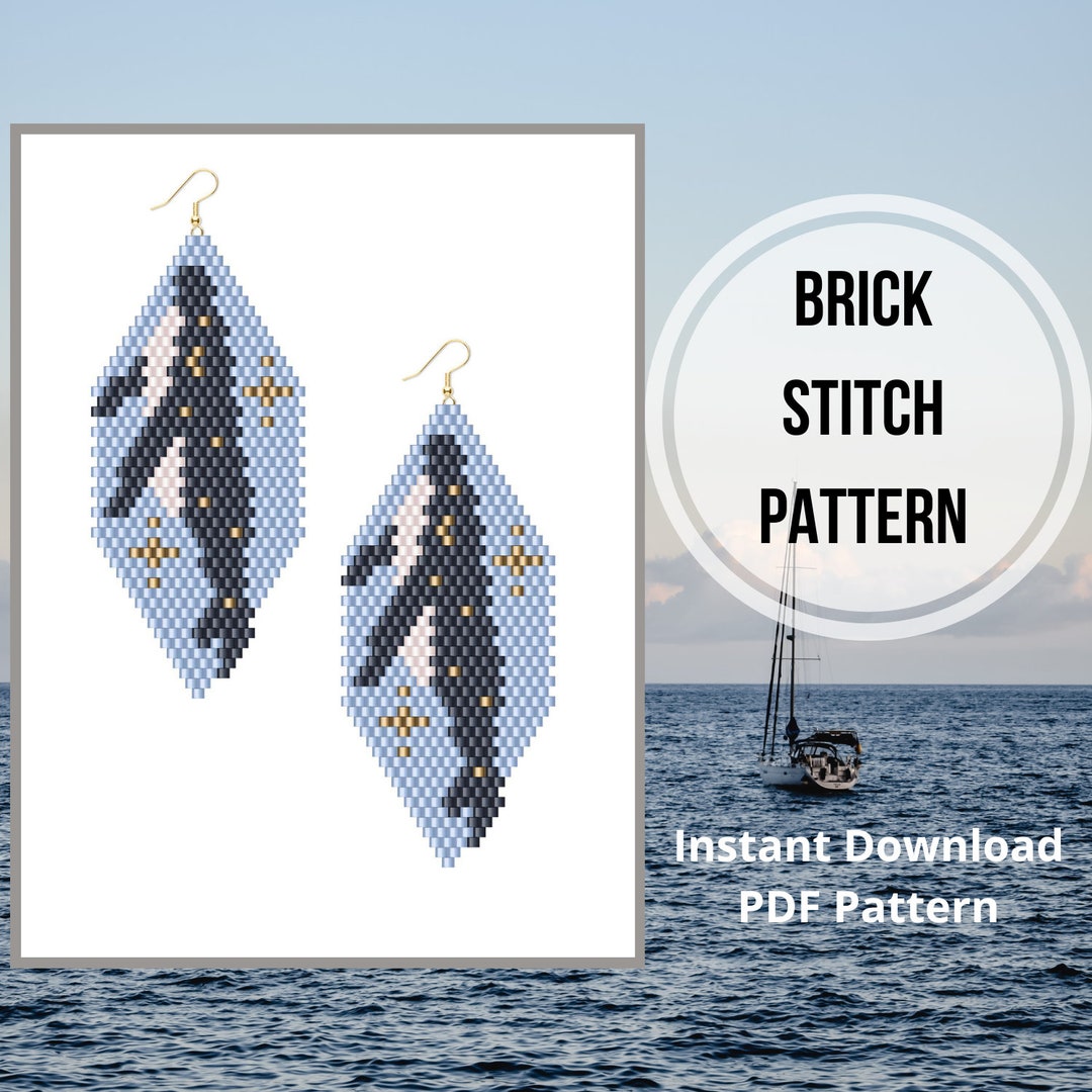 Sea Whale Beading Earrings Pattern Celestial Brick Stitch Earring ...