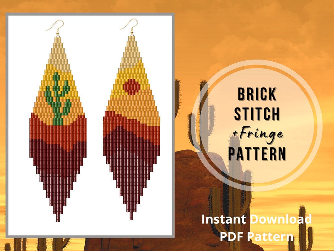 Mismatched Western Brick Stitch Earring Pattern Desert Seed Bead ...
