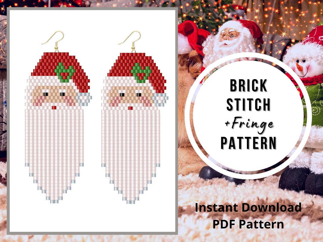 Santa Earrings Pattern Christmas Brick Stitch Earrings Dangle Pattern ...