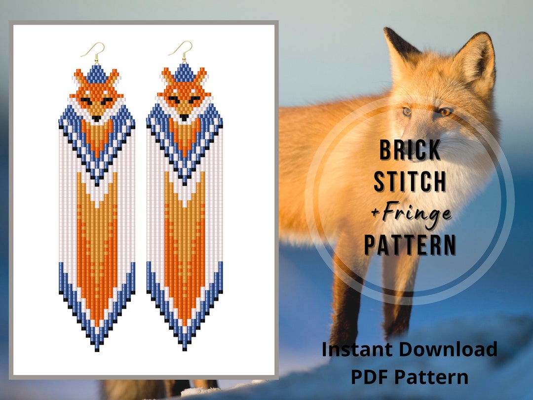 Fox Brick Stitch Earrings Pattern Seed Bead Animal Fringe Earring ...