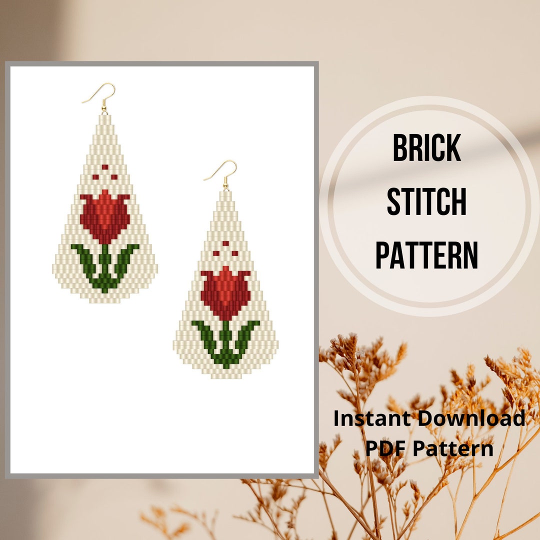 Native Style Boho Earring Pattern Brick Stitch Seed Bead Fringe ...
