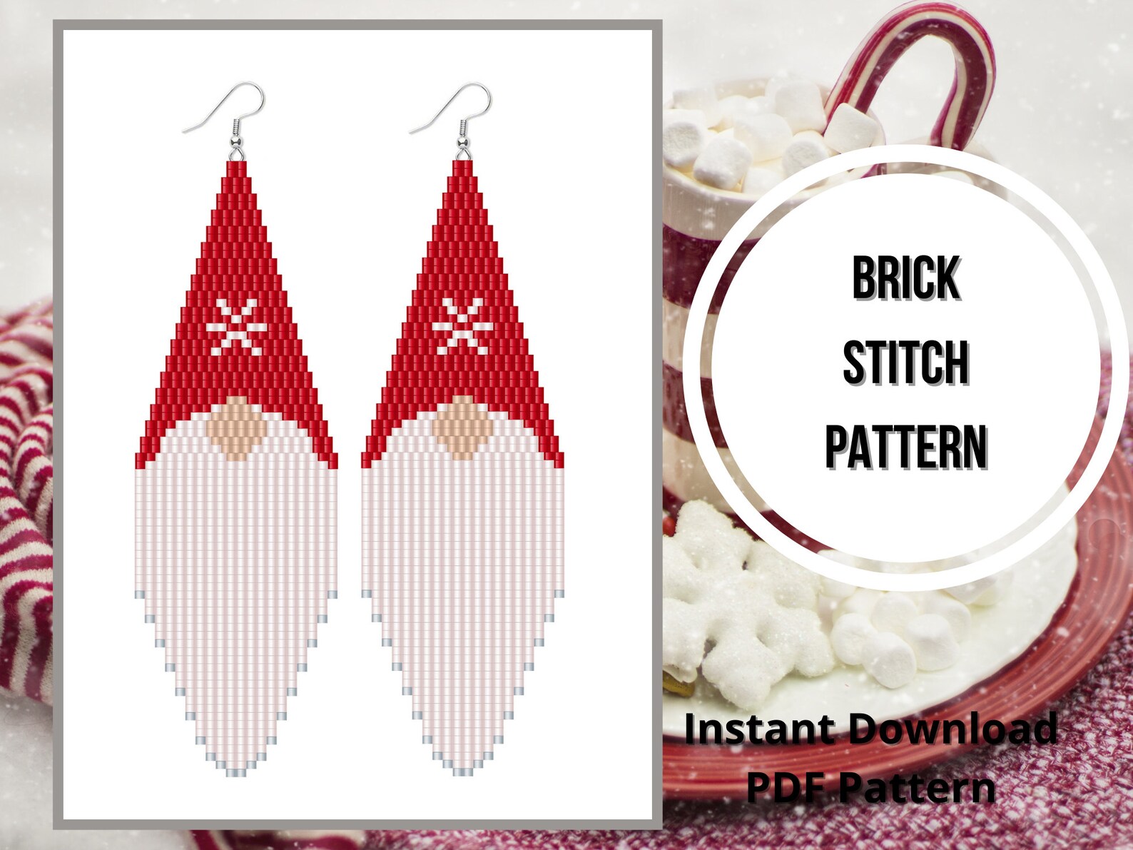 Beaded Christmas Gnome Earrings Pattern Seed Bead Earrings Pattern ...