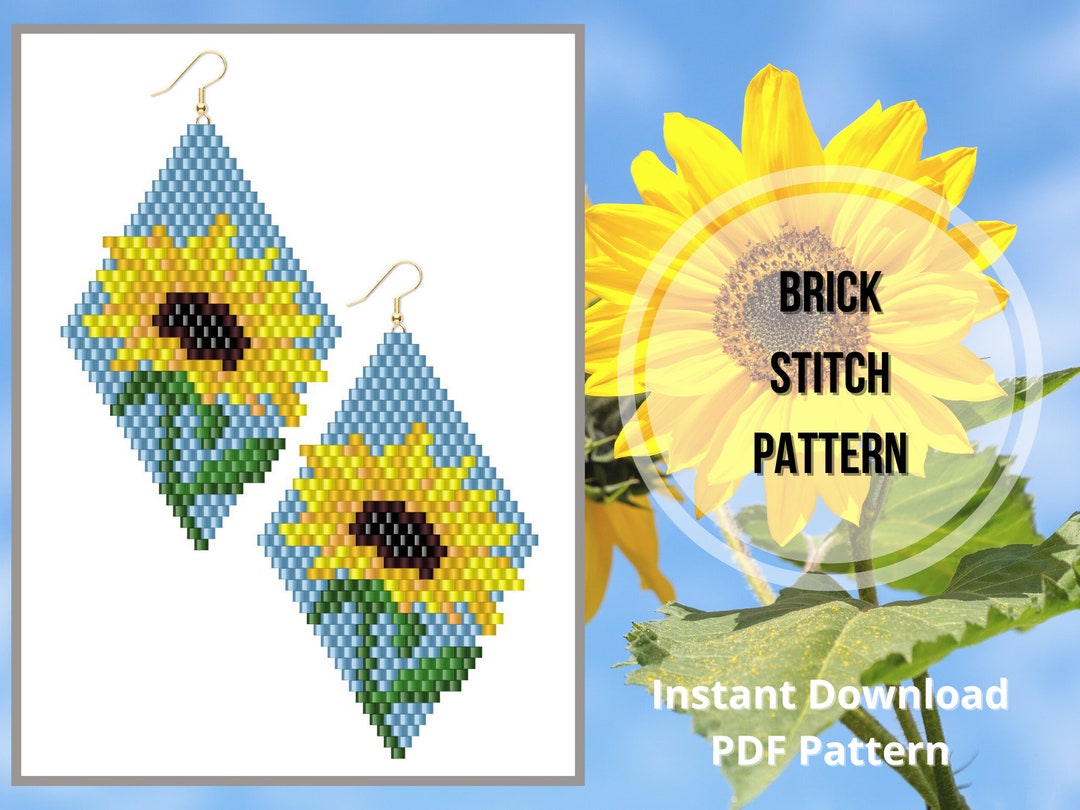 Sunflower Brick Stitch Earrings Pattern Seed Bead Earring Pattern ...