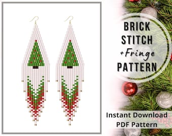 Brick Stitch Christmas Earring Pattern Seed Bead Poinsettia Earrings