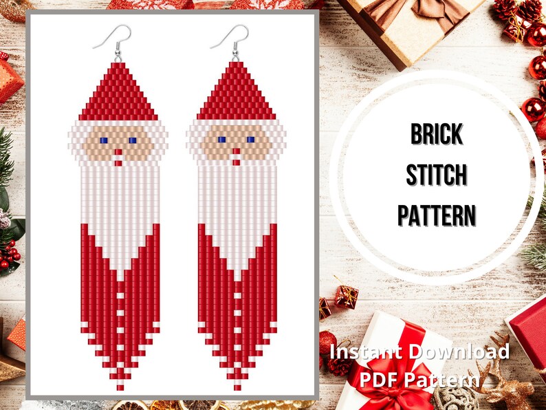 Brick Stitch Santa Earrings Pattern Christmas Seed Bead - Etsy