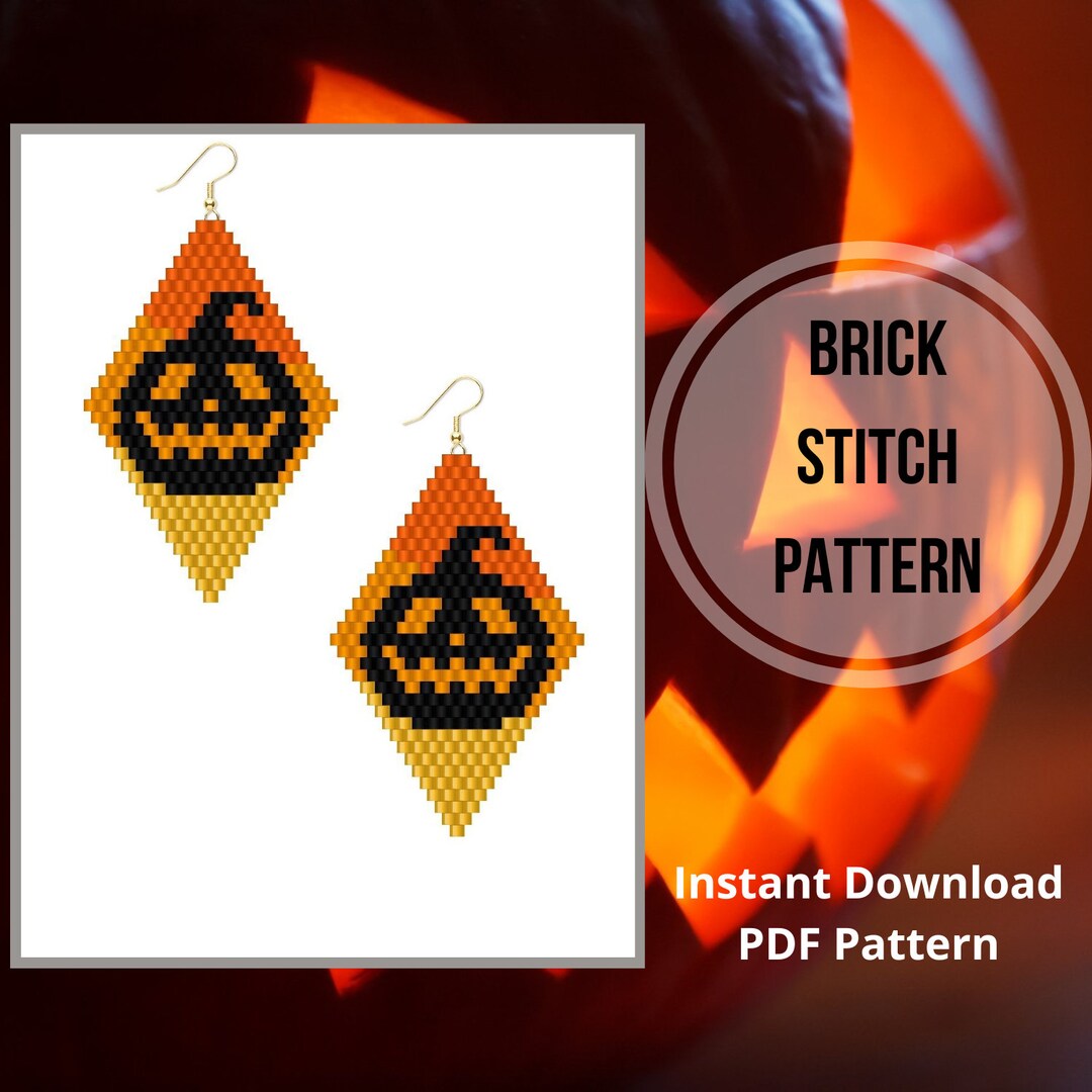 Brick Stitch Halloween Earrings Pattern Seed Bead Pumpkin Earrings ...