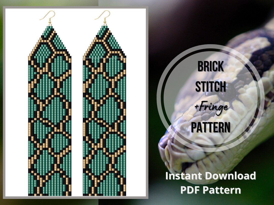 Snake Skin Brick Stitch Fringe Earrings Pattern Seed Bead Earring ...