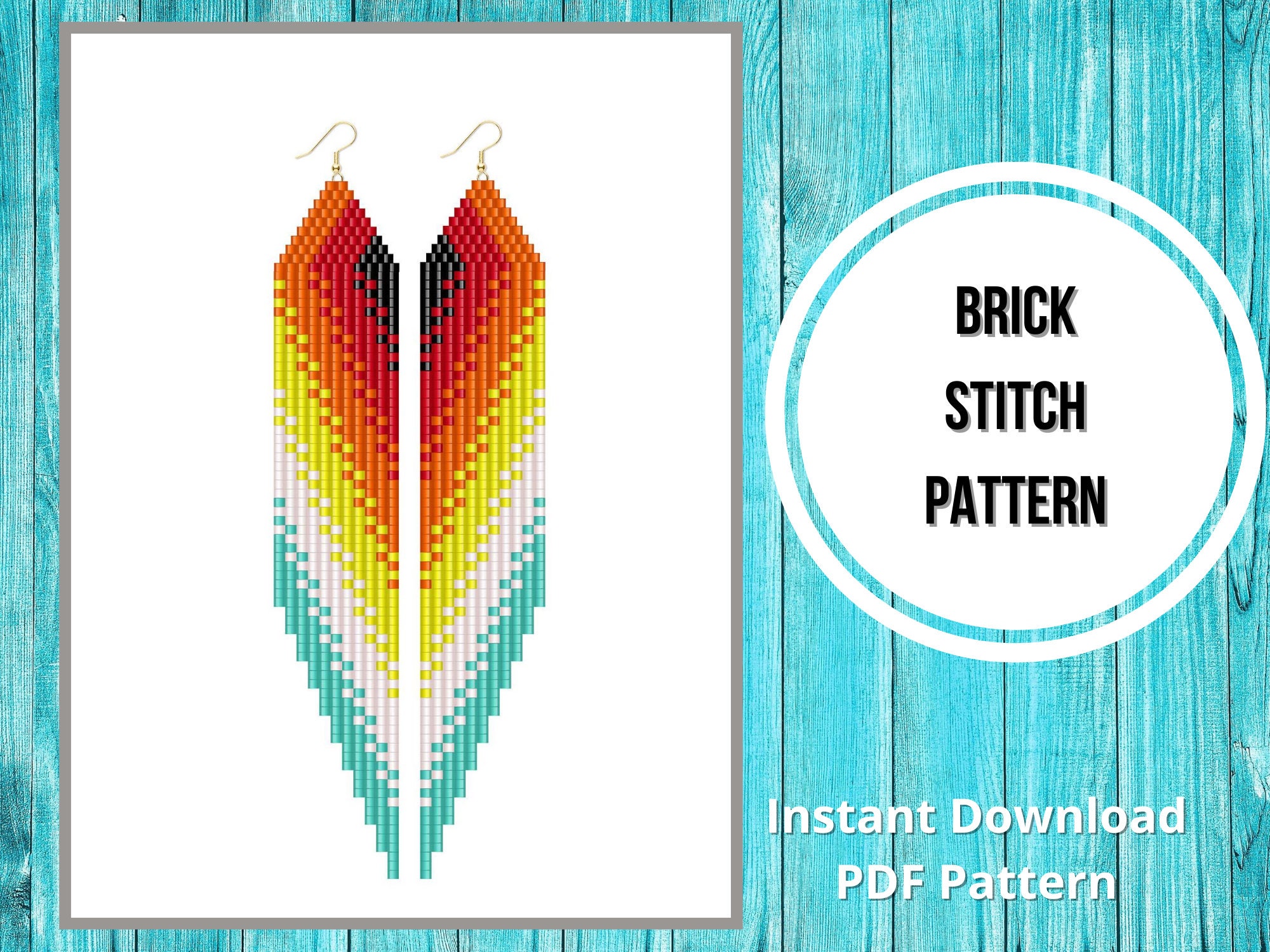 Native Style Earring Seed Bead Patterns Brick Stitch Fringe Beaded ...