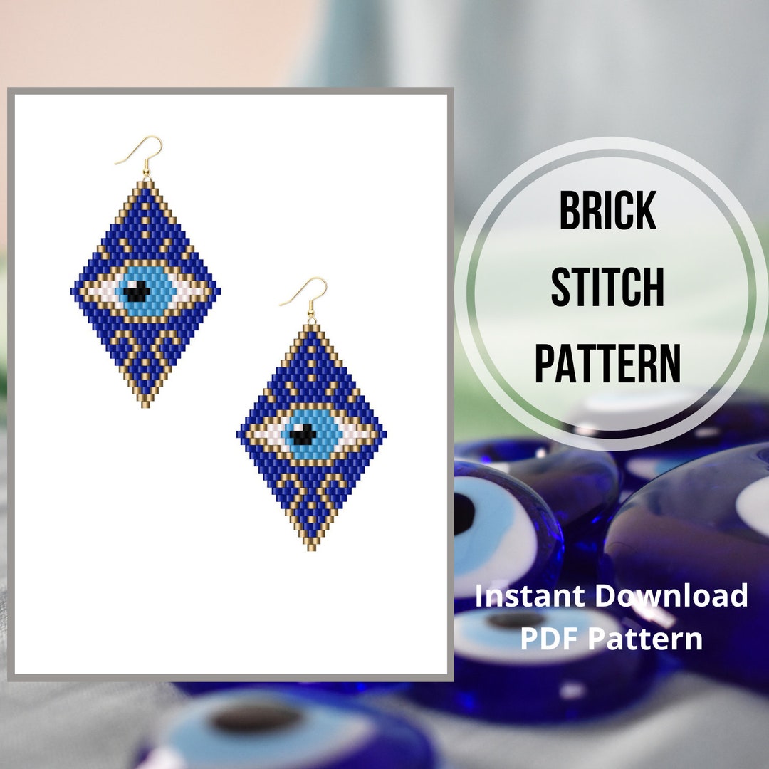 Brick Stitch Evil Eye Earrings Pattern for Beading Miyuki Delica Seed ...