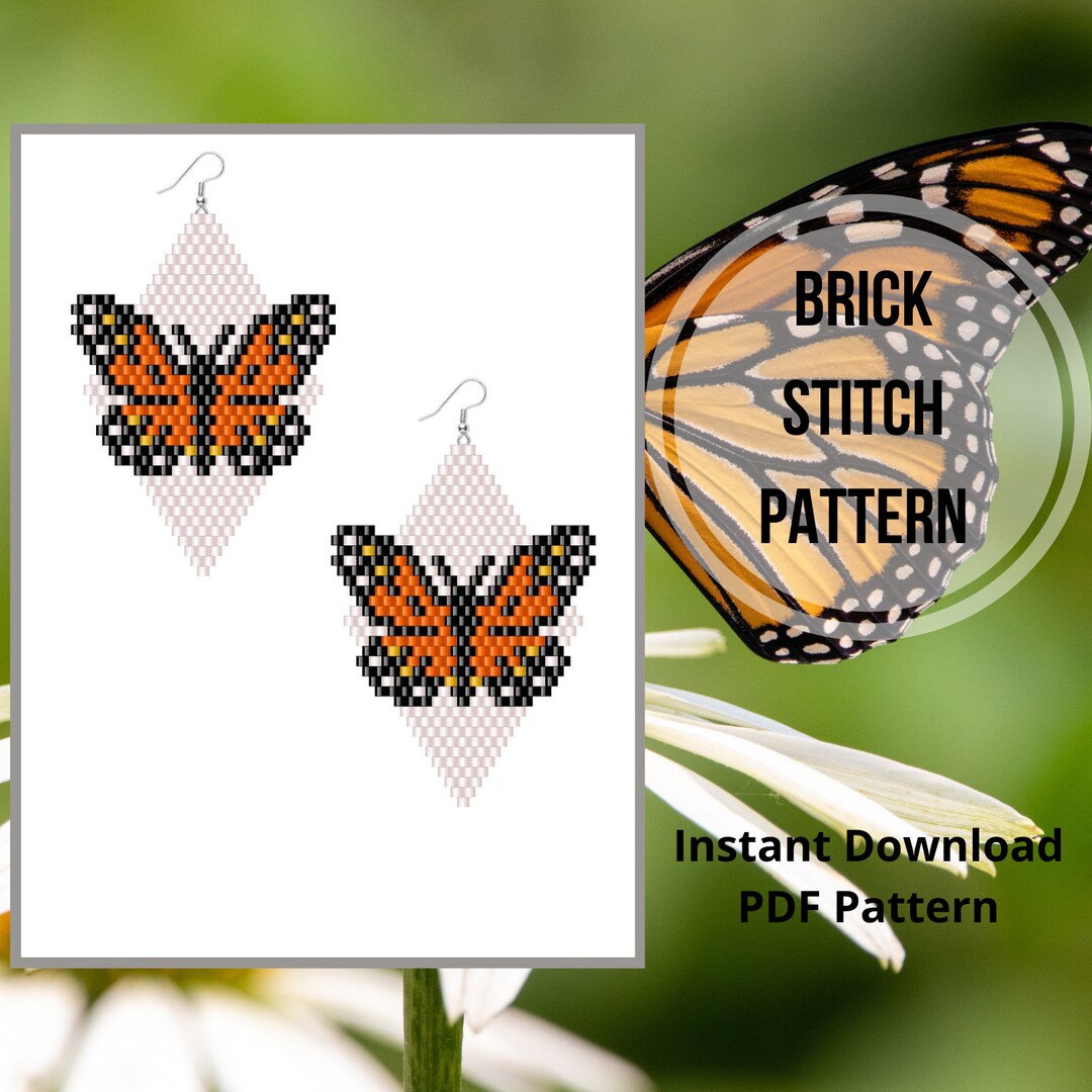 Monarch Butterfly Bead Earrings Pattern Brick Stitch Beaded Earring ...