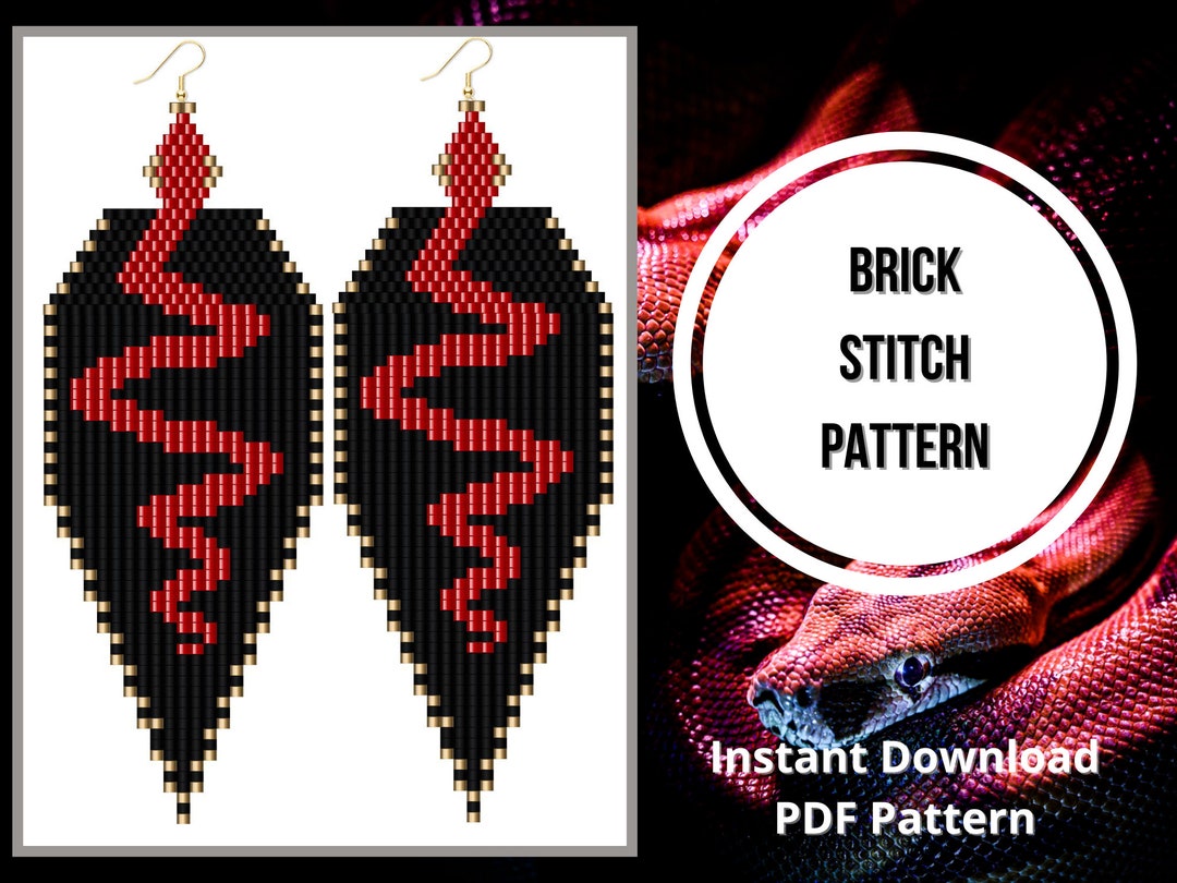 Snake Beaded Earrings Pattern Brick Stitch Fringe Earring Seed Bead ...