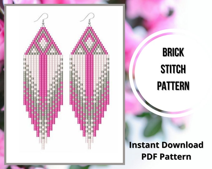 Beaded Fringe Earrings Pattern, Aurora, Northern Lights, PDF File ...