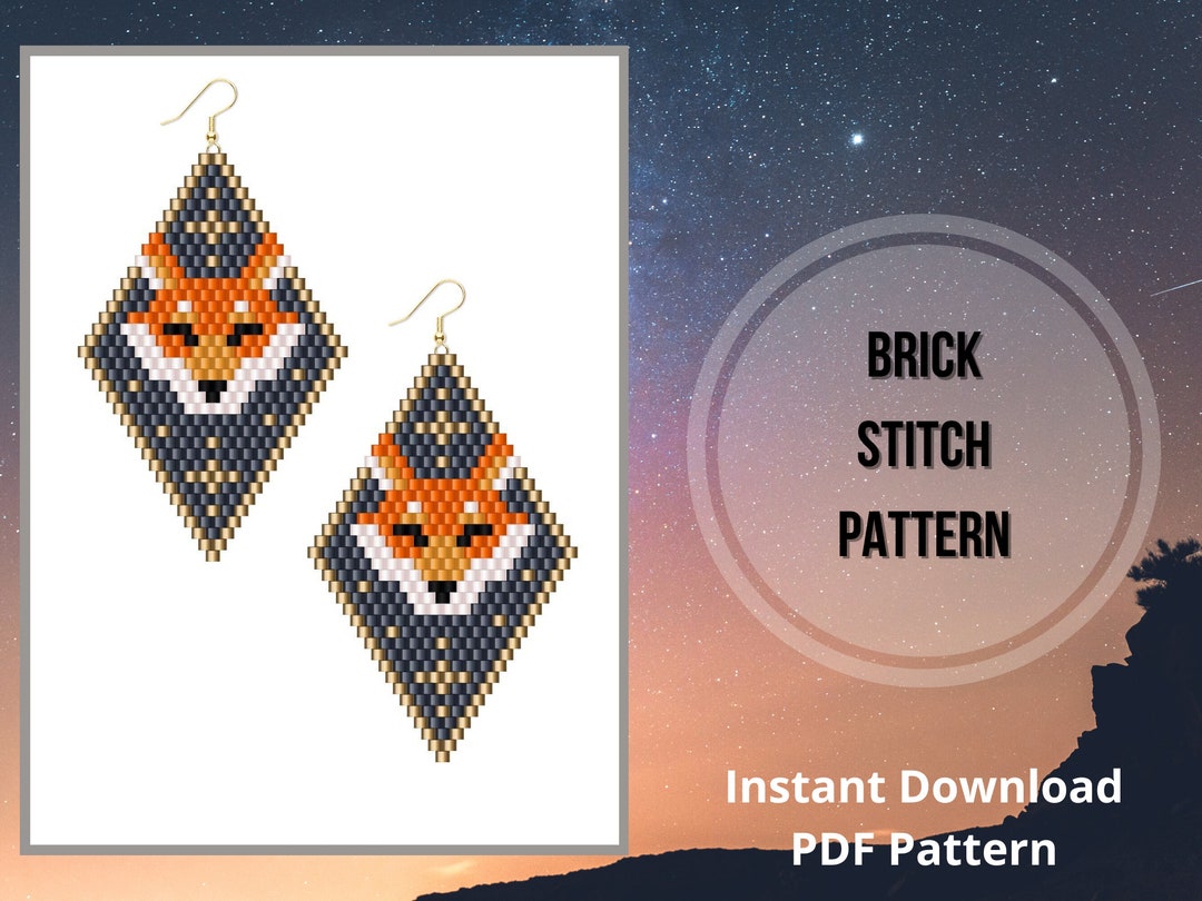 Fox Brick Stitch Earrings Pattern Celestial Seed Bead Earring Pattern ...