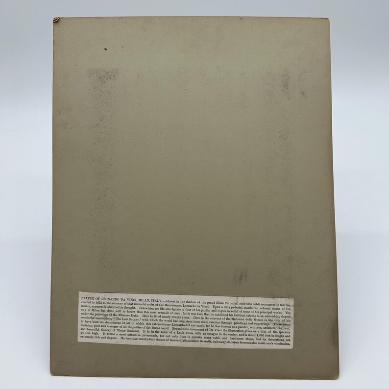 Statue of Leonardo Da Vinci, Milan, Italy Vintage Book Page Black and ...