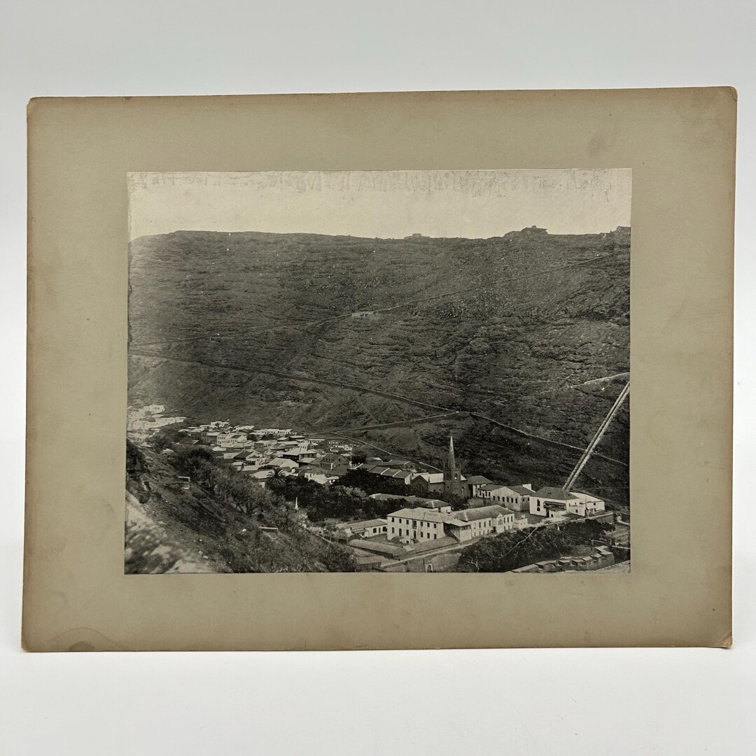 Island of St. Helena Vintage Book Page Black and White Photograph ...