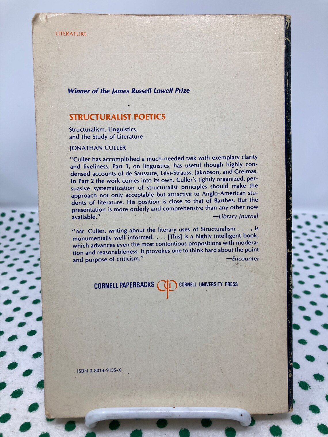 Structuralist Poetics: Structuralism, Linguistics, and the Study of ...