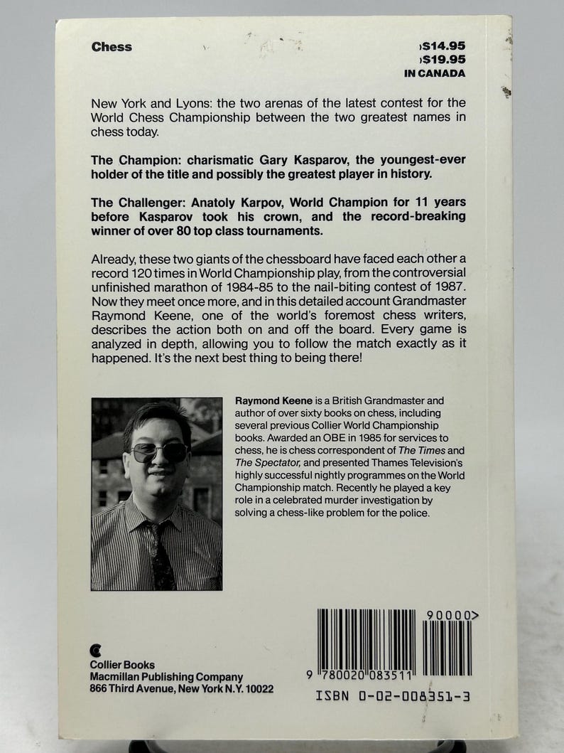 Battle of the Titans Kasparov-karpov by Raymond Keene Forward by ...
