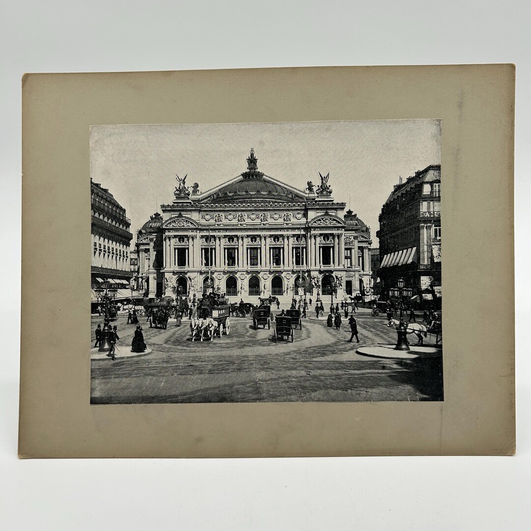 Grand Opera House, Paris Vintage Book Page Black and White Photograph ...