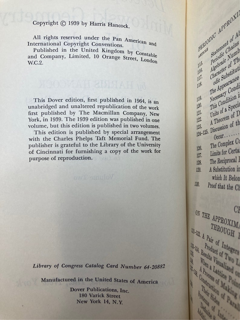 Development of the Minkowski Geometry of Numbers Vol 2 by Harris ...