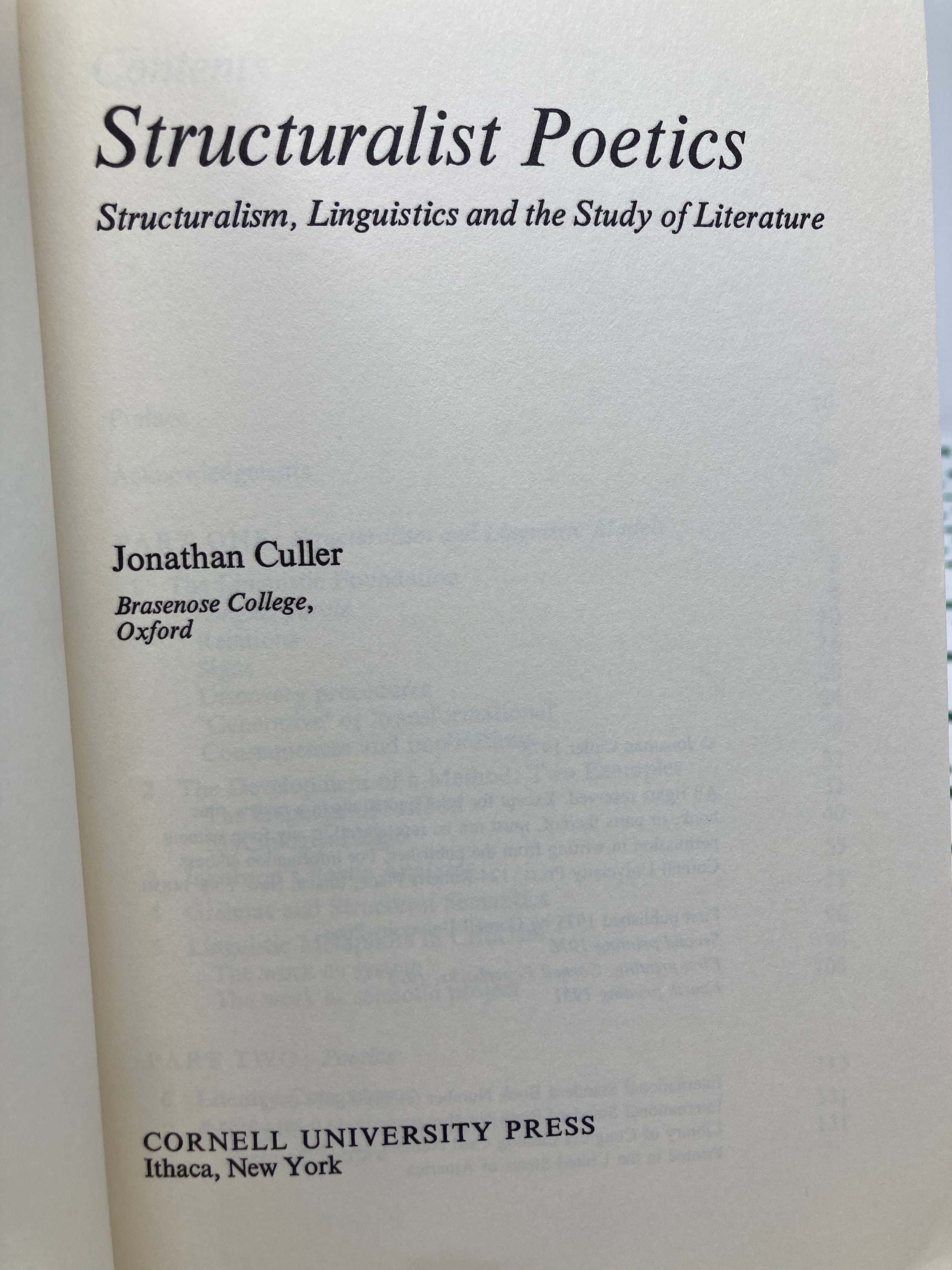 Structuralist Poetics: Structuralism, Linguistics, and the Study of ...
