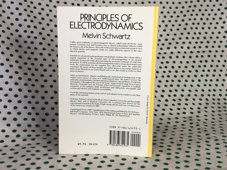 Principles of Electrodynamics by Melvin Schwartz Softcover - Etsy