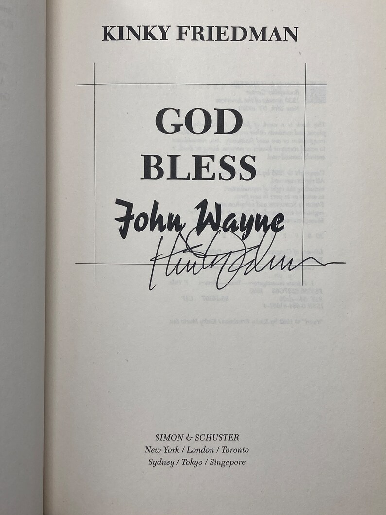 SIGNED God Bless John Wayne by Kinky Friedman Hardcover First Edition - Etsy