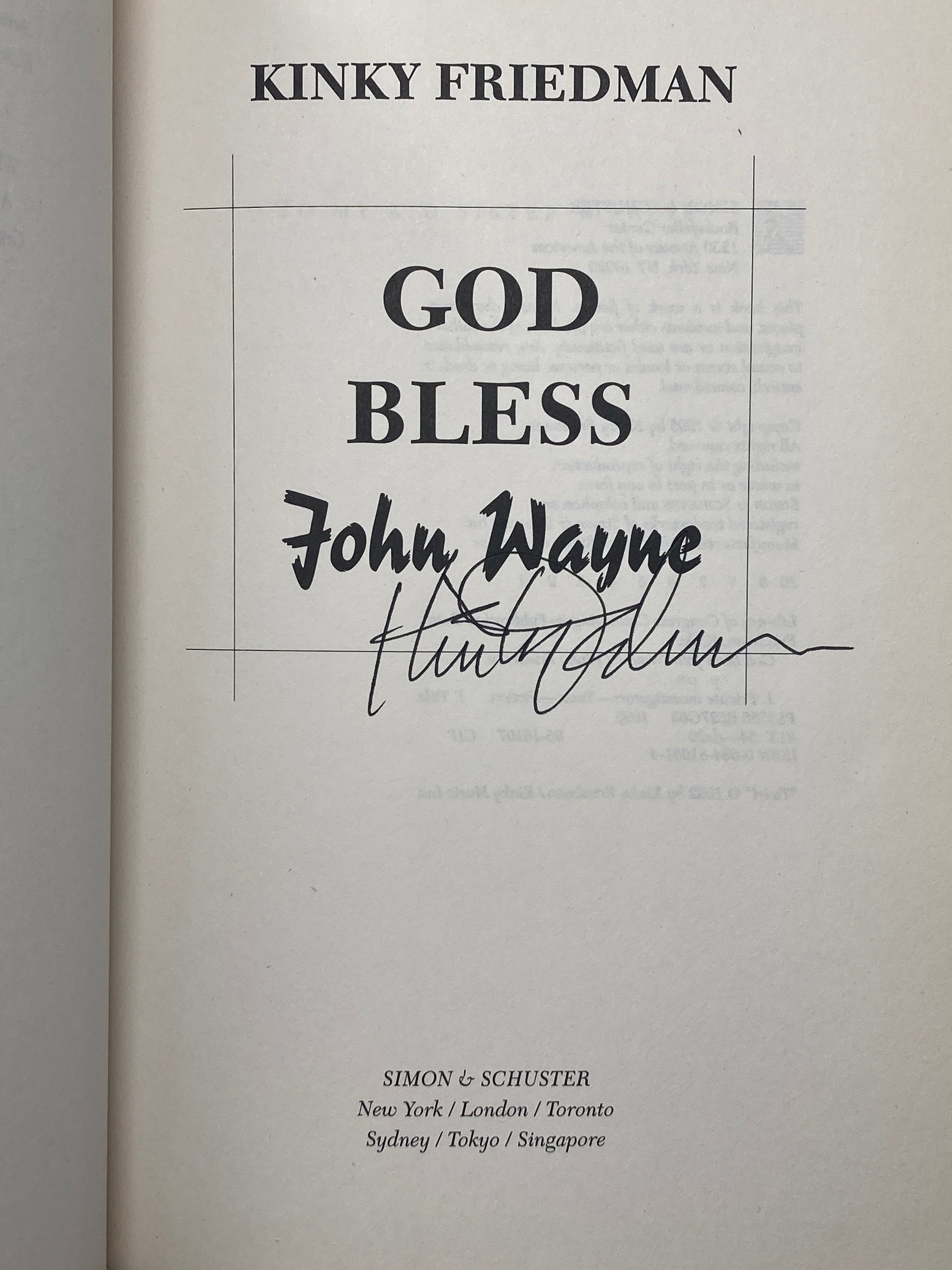 SIGNED God Bless John Wayne by Kinky Friedman Hardcover First Edition - Etsy
