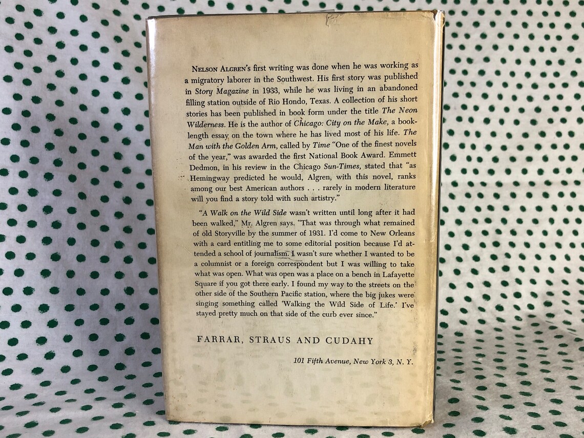 A Walk on the Wild Side by Nelson Algren -hardcover 1956 - Etsy