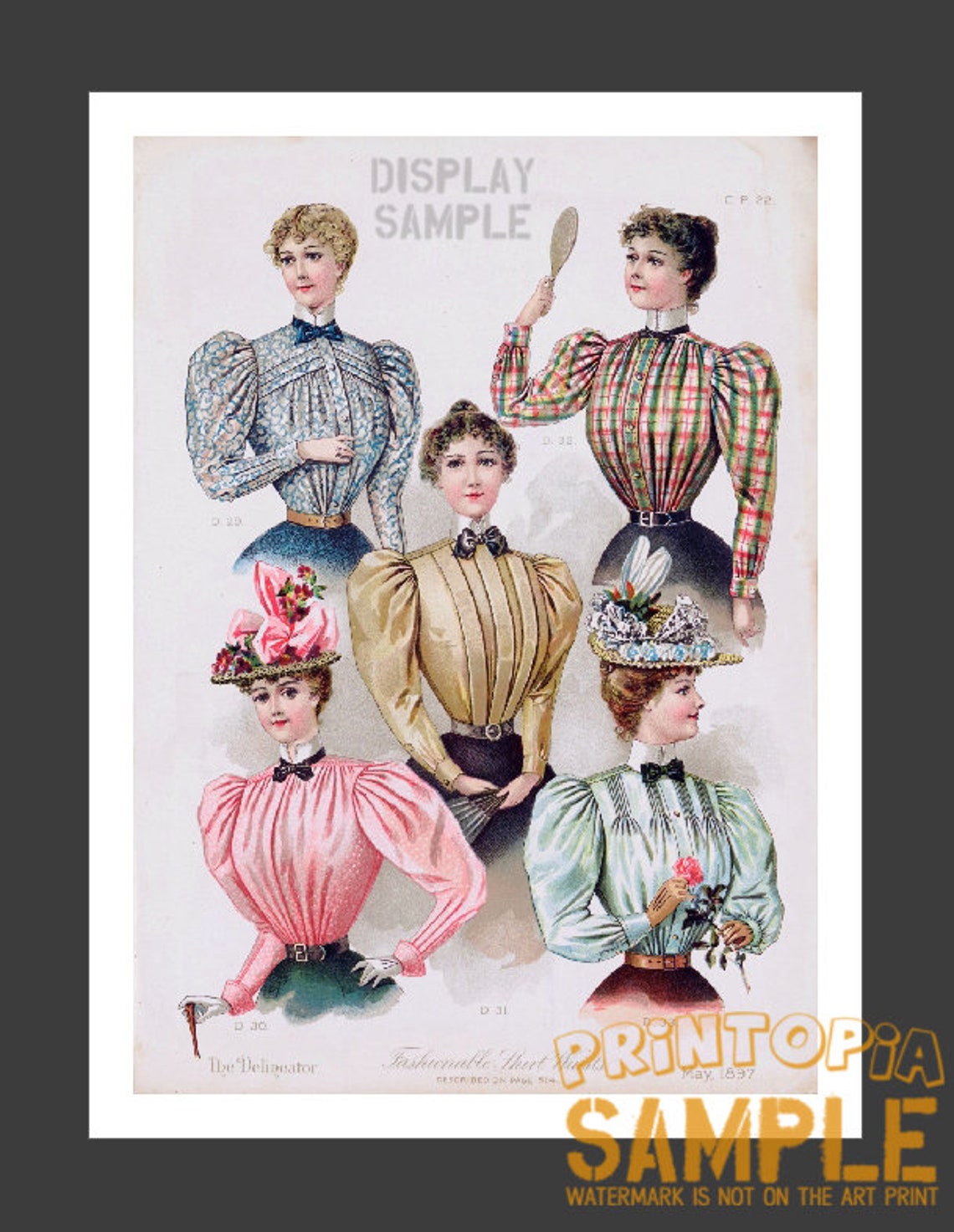 Fashionable Shirt Waists (1897) Delineator * Quality Art Print * Ladies ...