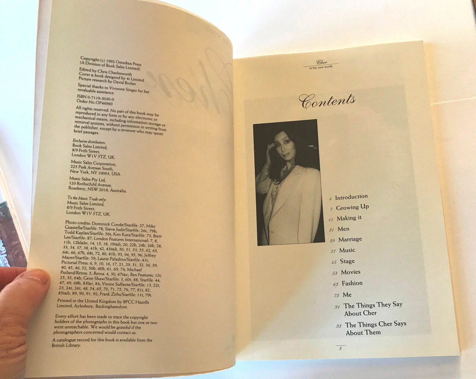 Cher in Her Own Words 1992 by Nigel Goodall : Pictorial Bio of Career ...