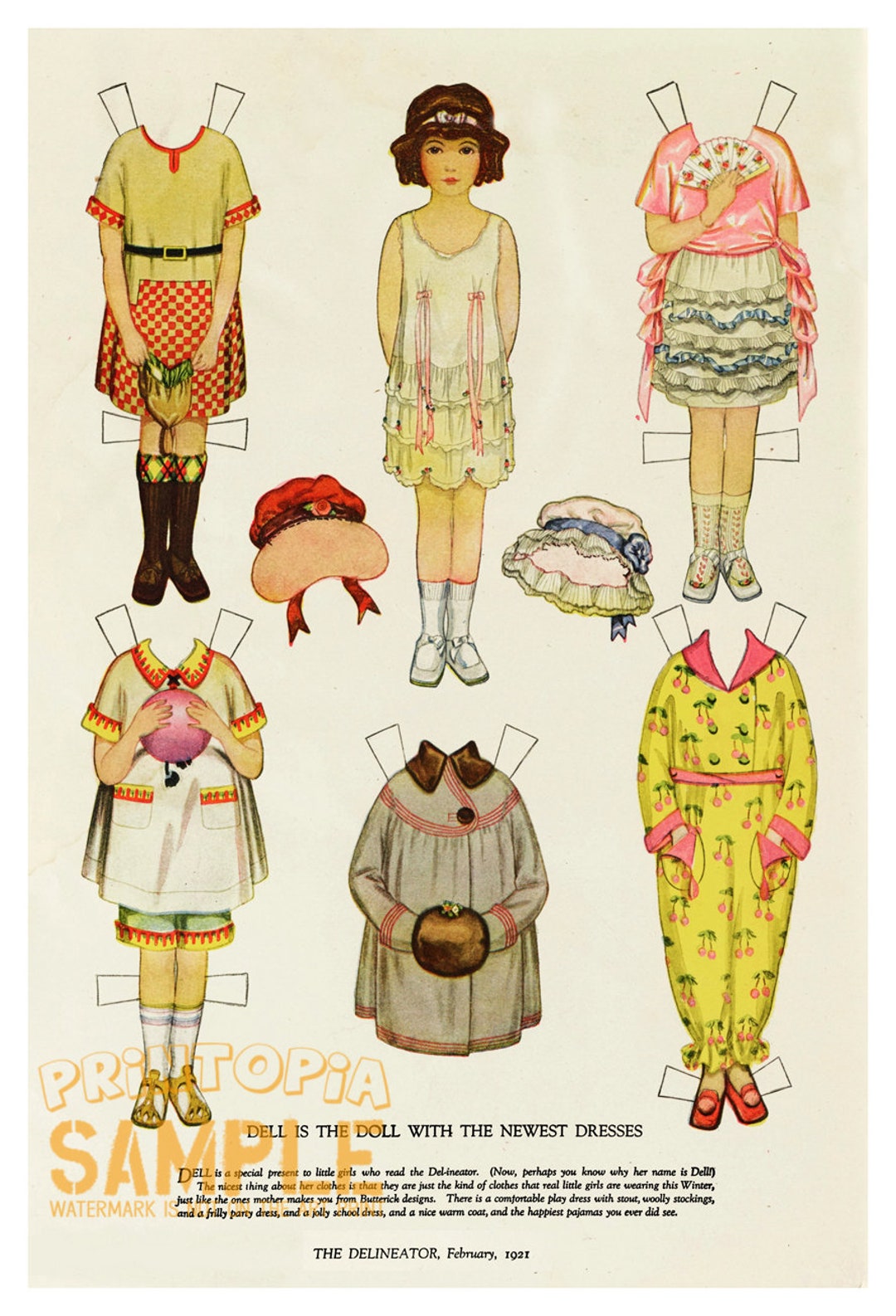 Dell Paper Doll W BUTTERICK (1921) Most Fashionable Dress Patterns ...