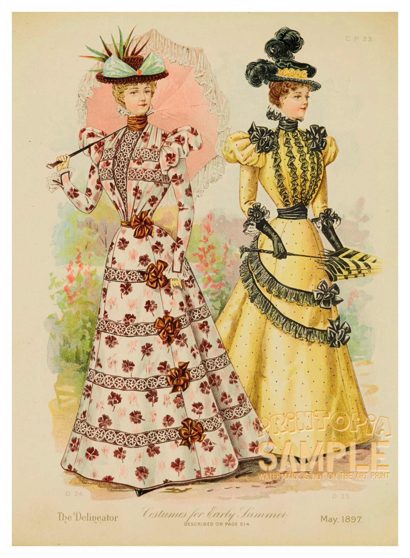 Costumes for Early Summer, May (1897) Butterick * Quality Art Print ...