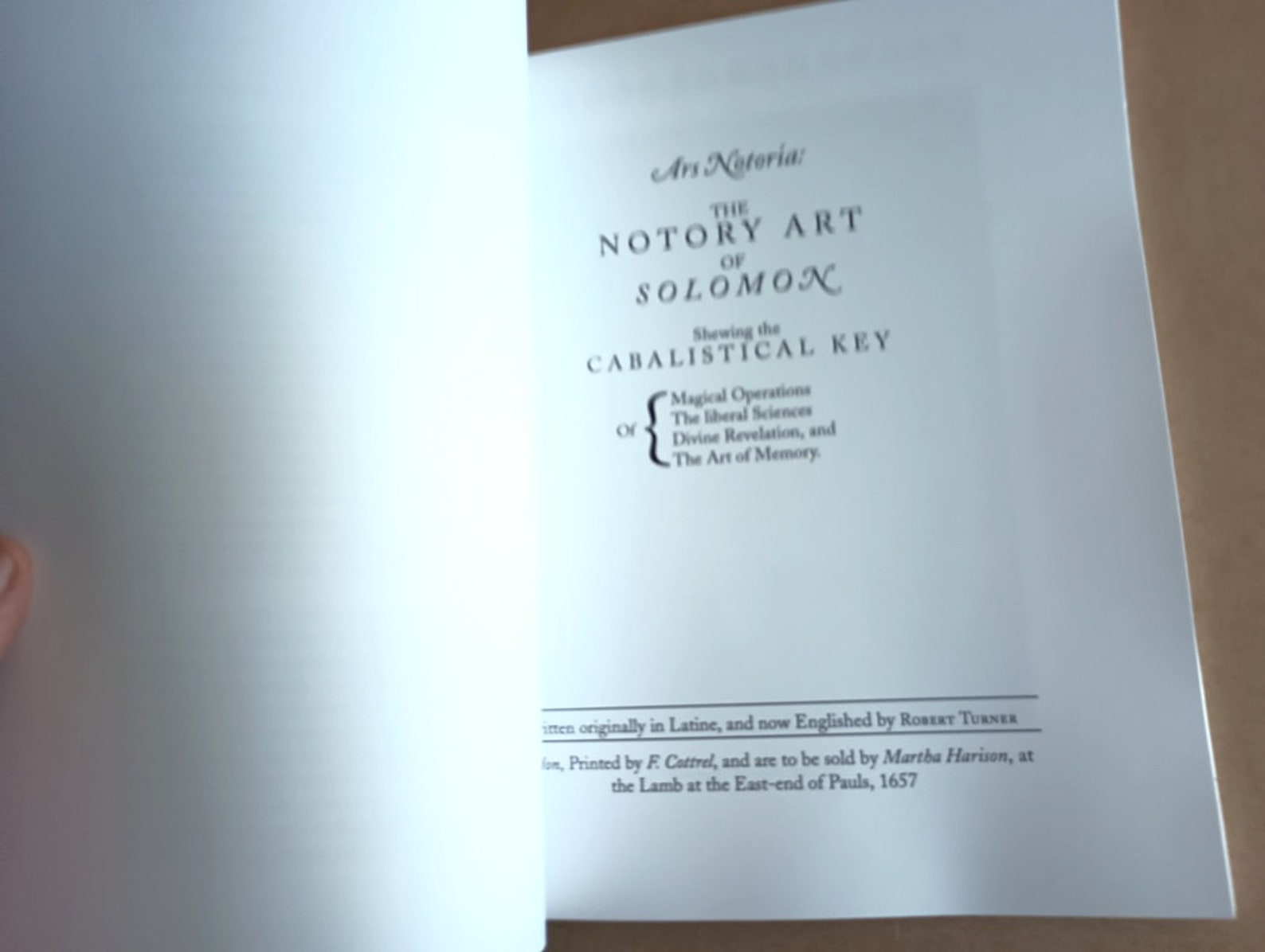 Ars Notoria, Notory Art of Solomon or Shweing the Cabalistical Key of ...