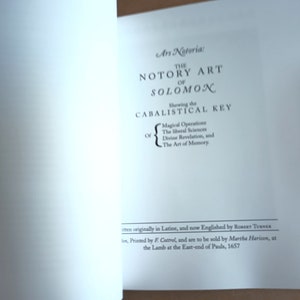 Ars Notoria, Notory Art of Solomon or Shweing the Cabalistical Key of ...